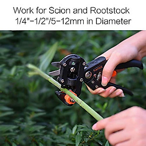 FUNTECK 2-in-1 Grafting Tools Pruner Kit, V-Graft Omega-Graft and U-Graft, Perfect for Fruit Tree Grafting, Including Grafting Tapes and Grafting Knife Black