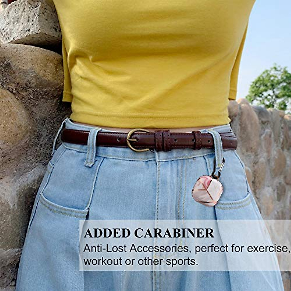 Troniker Stylish Case for Galaxy Buds 2 Pro (2022)/Galaxy Buds 2 (2021)/Galaxy Buds Pro (2021)/Galaxy Buds Live (2020) for Women Girl Full Protective Hardshell Case (Pink Gold Marble)