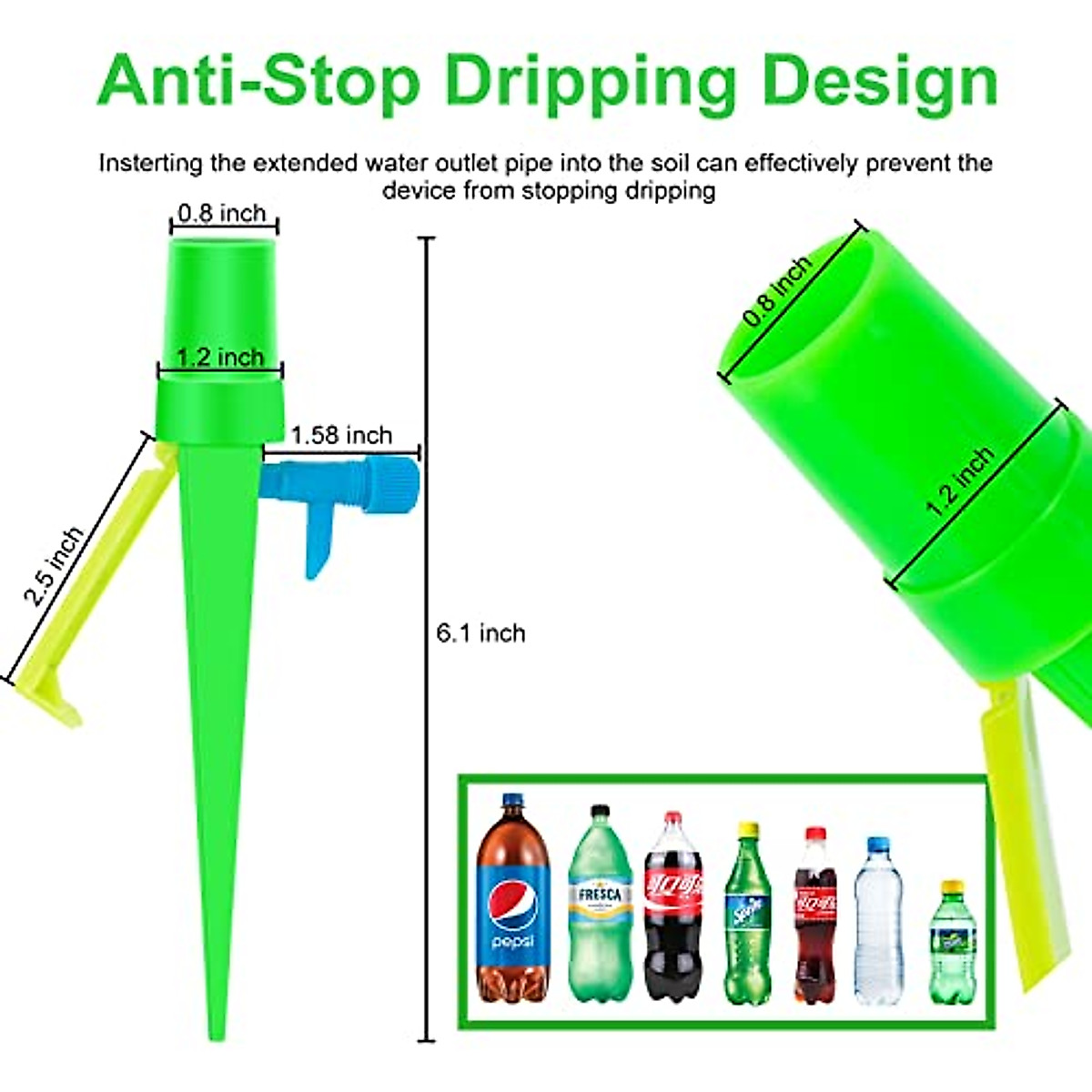 15 Packs Plant Watering Devices, Vacation Plant Self Watering Spikes, Automatic Drip Irrigation Watering Planter Insert with Slow Release Control Valve Switch for Garden Plants Indoor & Outdoor