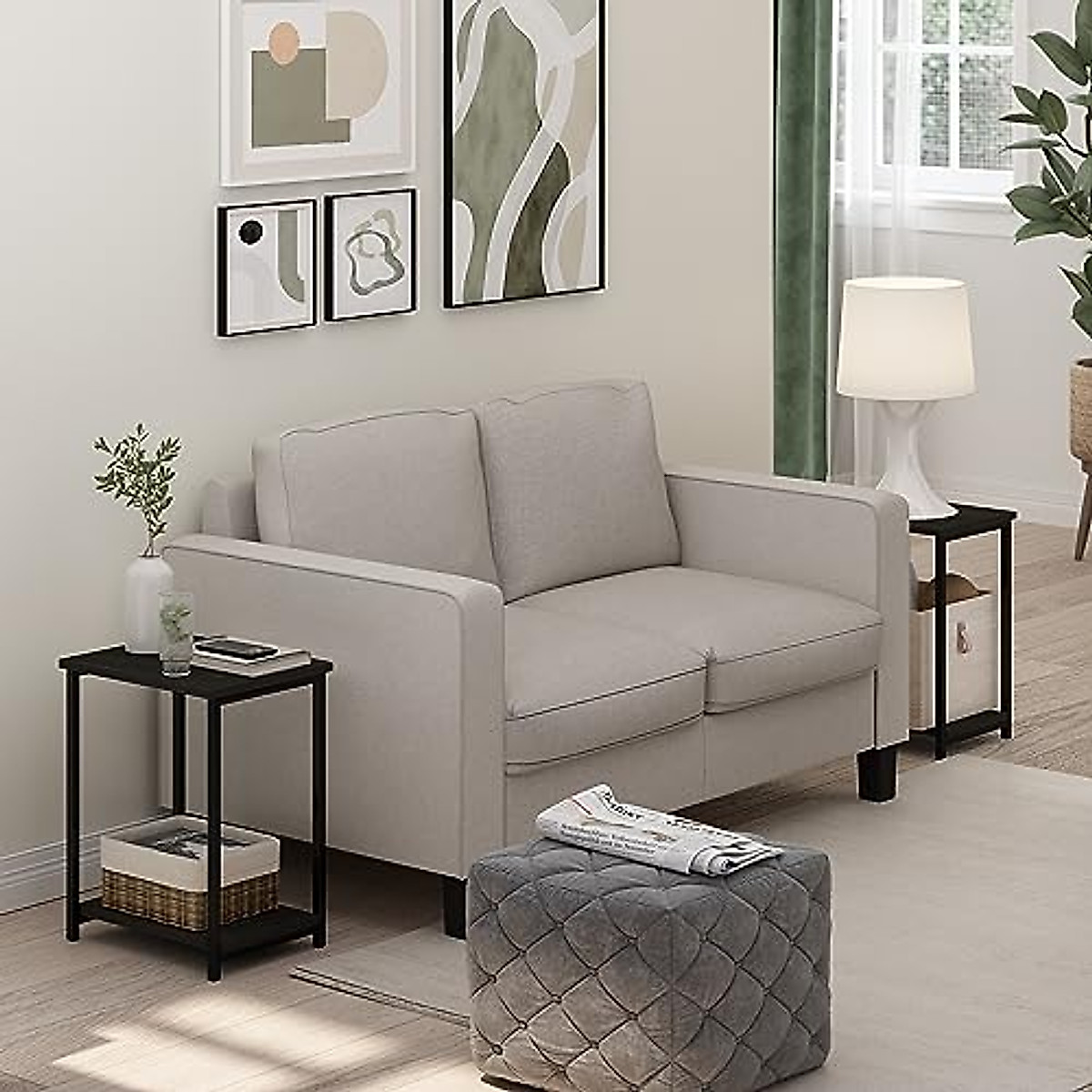 Furinno Simplistic Metal Frame End Table, 2-Pack, Espresso