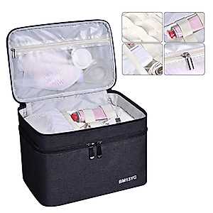 BM13YG Wearable Breast Pump Bag Fits Breast Pumps Like Momcozy, Medela, Lansinoh, Elvie, Willow, 2 Layers Portable Breast Pump Travel Bag for Working Moms and Extra Parts, Bag Only (Black)