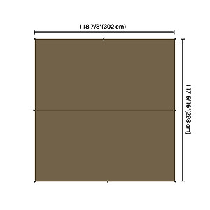 Yescom Hammock Rain Fly Waterproof Tent Tarp, 210D Oxford, UV Protection and PU3000mm Lightweight Shelter Canopy Including Accessories for Camping, Backpacking and Outdoor Adventure (Brown-10x10FT)