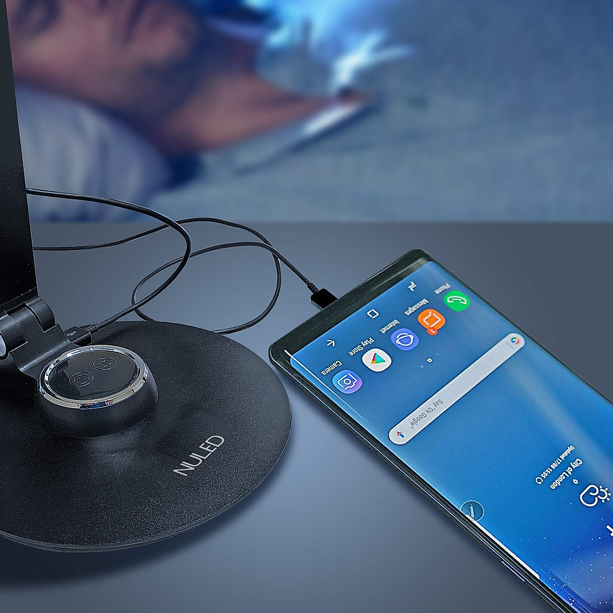 NUNET LED Desk Lamps for Home Office,Piano Lamp for Upright Piano,Rotatable Aluminum Desk Lamps with USB Charging Port,Eye-Caring Reading Light/3 Lighting Modes/Brightness Adjustable Lamp,Black