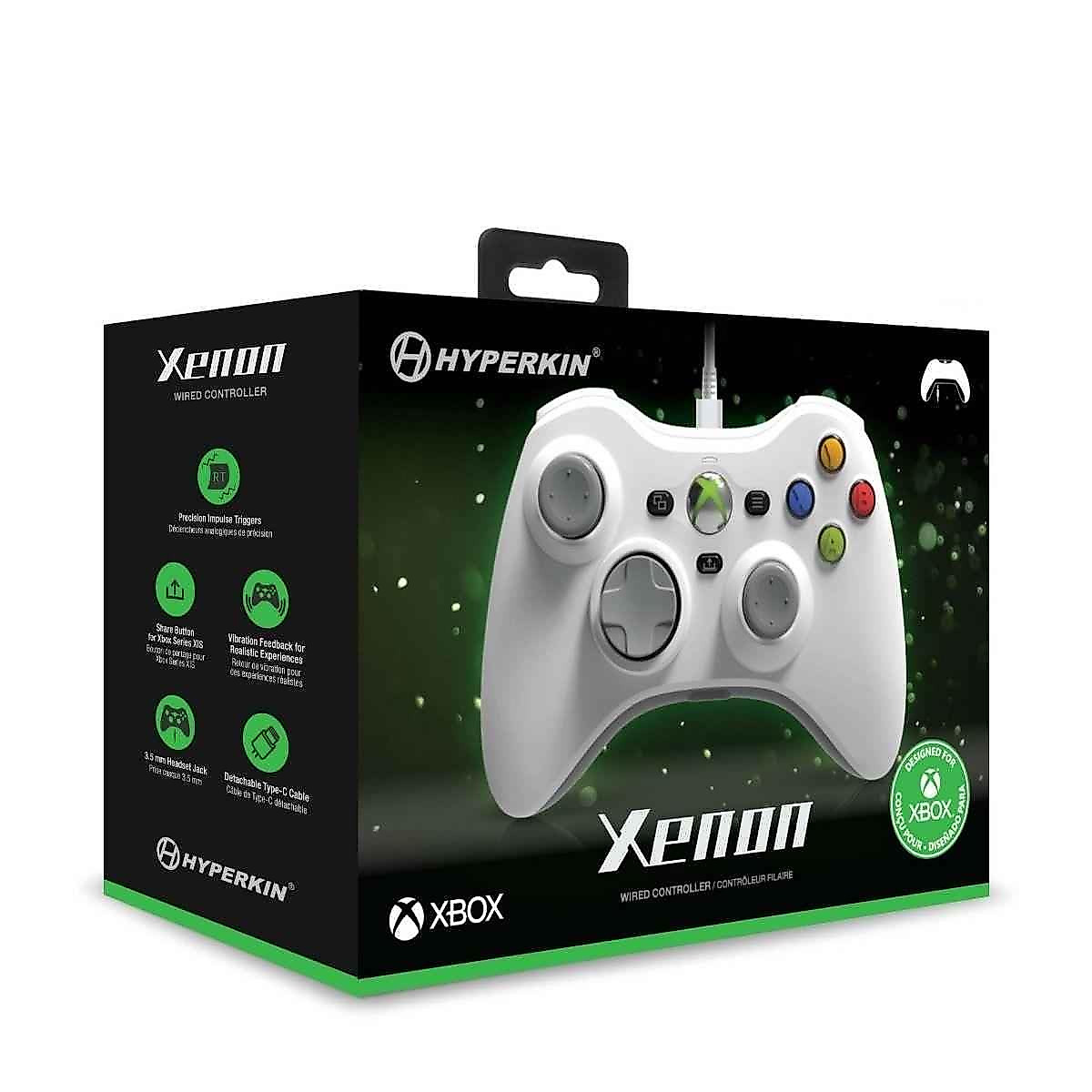 Hyperkin Xenon Wired Controller - White - Officially licensed Xbox 360 Controller replica for use with Xbox Series X|S, Xbox One, Windows 10|11, PC, Video Game Controller, 3.5MM Audio Jack, Impulse Triggers, Plug and Play Gaming Gamepad