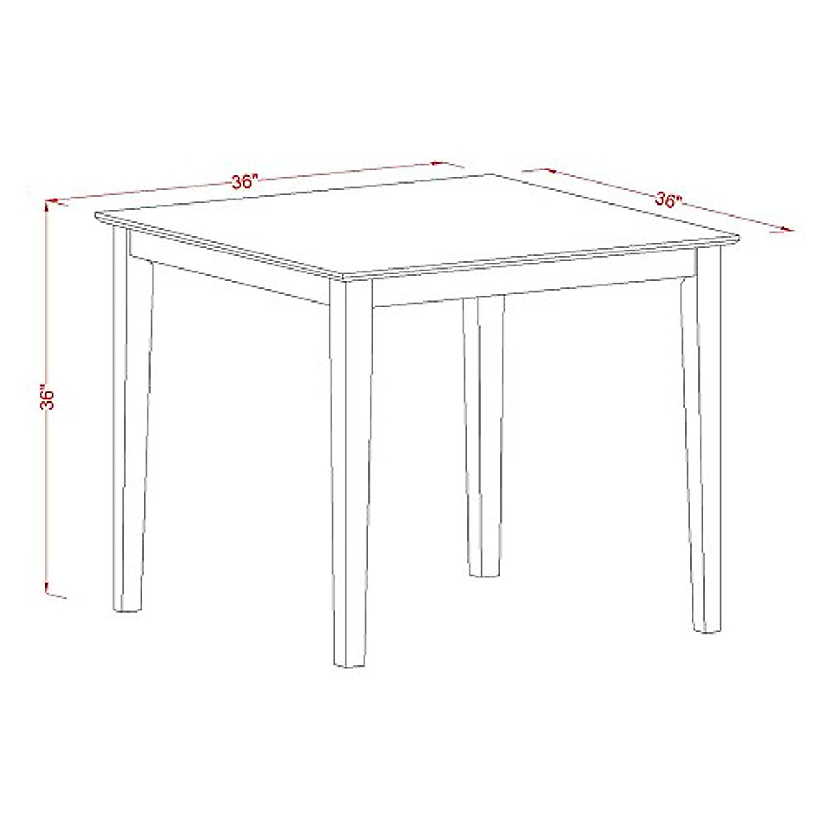 East West Furniture VNT-MAH-T Vernon Square Bar Height Counter Table for Small Spaces, 36x36 Inch, Mahogany