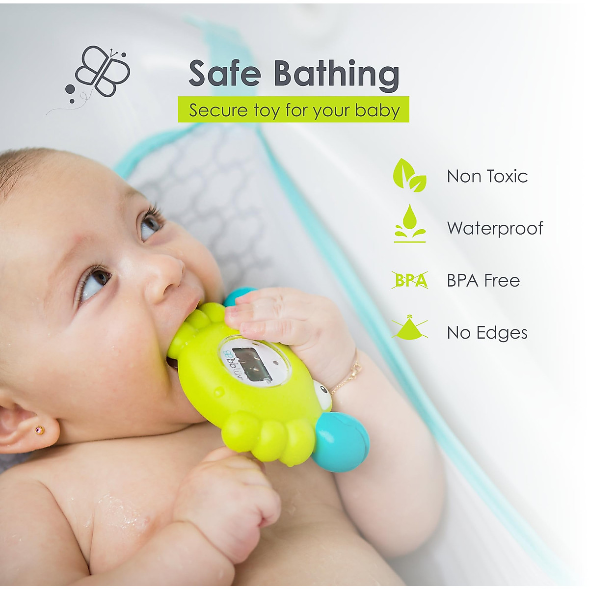 bblüv Kräb | 3-in-1 | Baby Bath Thermometer | Floating Baby Water Thermometer & Room Thermometer | Bathtime Toy for Accurate Celsius Measurement