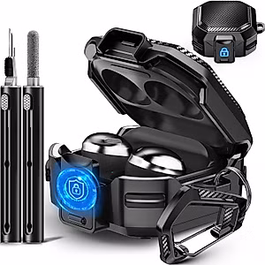 【with Secure Lock】 Case for Samsung Galaxy Buds Pro 2 2022/Galaxy Buds 2 Case/Galaxy Buds Live Case/Galaxy Buds Pro Case/Galaxy Buds FE Case 2023 with Keychain/Zipper Box/Brush - Black