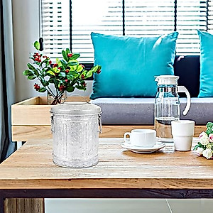 BESPORTBLE Galvanized Trash Can Mini Desktop Wastebasket with Lid and Handle Metal Table Flowerpot Countertop Trash Can Garbage Bin Rubbish Bucket Pencil Holder Pen Cup Makeup Brush Holder A