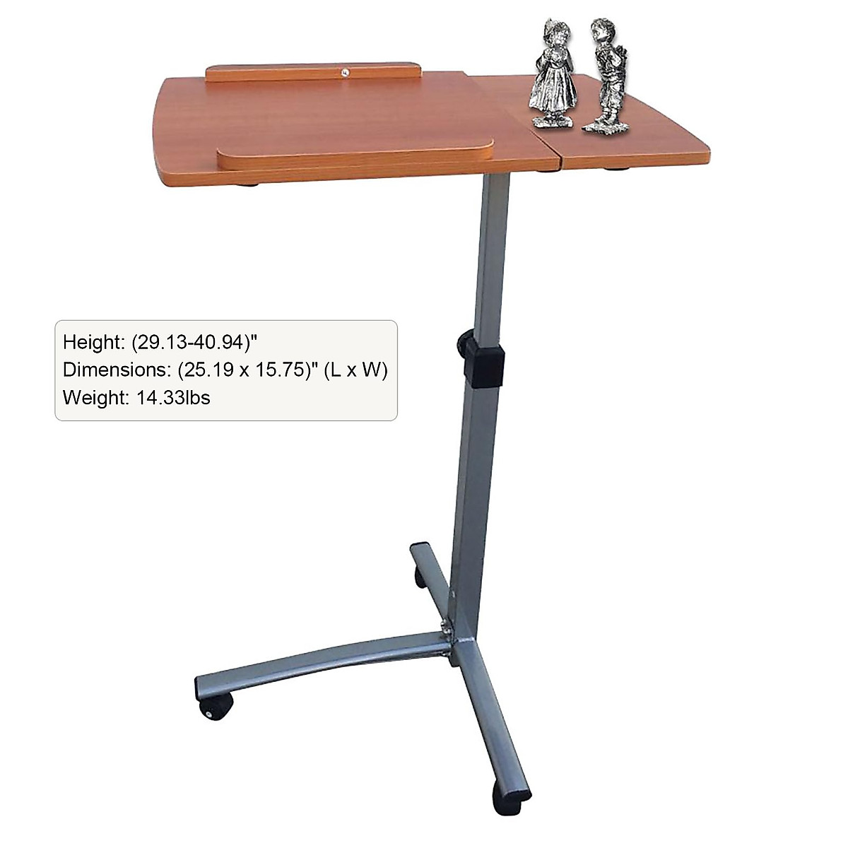 Lifting Computer Desk Mobile Standing Desk,Laptop Sit or Stand Desk on Wheels,Portable Workstation Coffee Breakfast Table Gaming Desk Adjustable Height PC Work Desk for Home Office Small Space,Brown