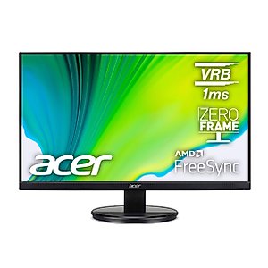 Acer 27.0” 1920 x 1080 VA Zero-Frame Office Home Computer Monitor - AMD FreeSync - 75Hz Refresh - 1ms VRB - Low Blue Light Filter - Tilt and VESA Compatible - HDMI Port 1.4 & VGA Port KB272HL Hbi