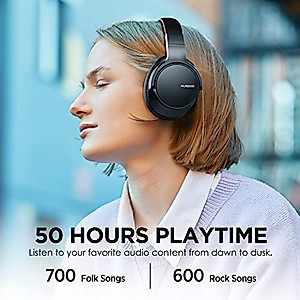 AUSDOM E7 Bluetooth Noise Cancelling Headphones: Wireless Over Ear ANC Headphones with Microphone, 50H Playtime, Hi-Fi Stereo Sound, Deep Bass, Comfortable Protein Earpads for Travel Work Home Office