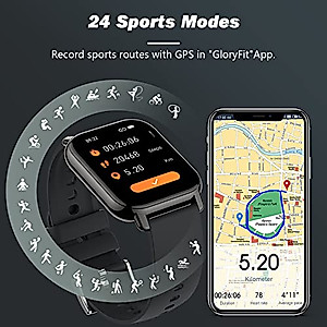 SZHELEJIAM Smart Watch Make/Answer Calls,1.85" Smart Watch for Android iOS,IPX8 Waterproof Fitness Tracker with Heart Rate,Sleep,Calorie,Step,24 Sports Modes,Fitness Watches for Women(Black+Blue)