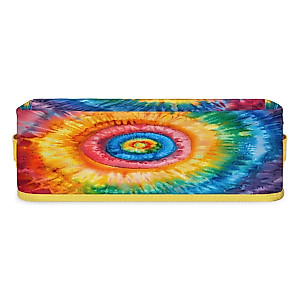 Skonsati Toilet Tank Topper Paper Basket with Handles Tie Dye Colorful Rainbow Retro Multiuse Fabric Storage Baskets for Bathroom Decorative Toilet Tank Top Bins Paper Holder, 1 Pack