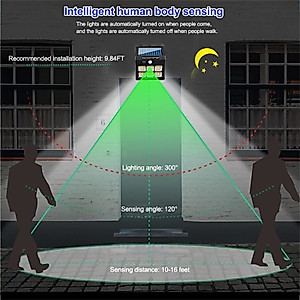 IZENGATE Solar Lights Outdoor, PIR Motion Sensor 3 Modes Solar Security Lights IP65 Waterproof Solar Lights Outdoor Solar Wall Lights for Front Door, Backyard, Garage, Deck, Pathway,Porch (112LED)