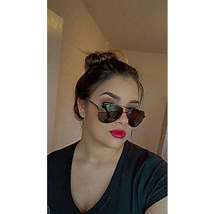 LUENX Men Women Aviator Sunglasses Polarized Shades Flexible Spring Hinge - Black Lens Gunmetal Metal Frame 60mm