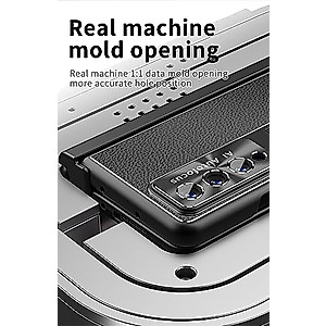 WenKa Plating Leather Case for Samsung Galaxy Z Fold 4 3 2 5 G Magnetic Kickstand Carbon Fibe Screen Protector Phone Cover,Carbon White,for Galaxy Z Fold 5