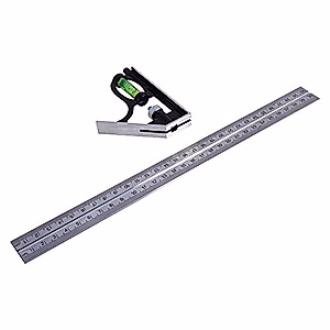 300mm (12") Combination Square Ruler, 1PC Adjustable Engineers Combination Try Square Set, Right Angle Ruler, Stainless Steel Finished Ruler, for Measurement, Marking, Layout