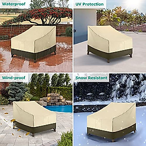 SunPatio Outdoor Patio Chair Covers 2 Pack, Durable Waterproof Lounge Deep Seated Chair Cover, UV Resistant Oversized Club Chair Cover, Patio Furniture Covers, Beige and Olive, 37W x 40D x 30H Inch