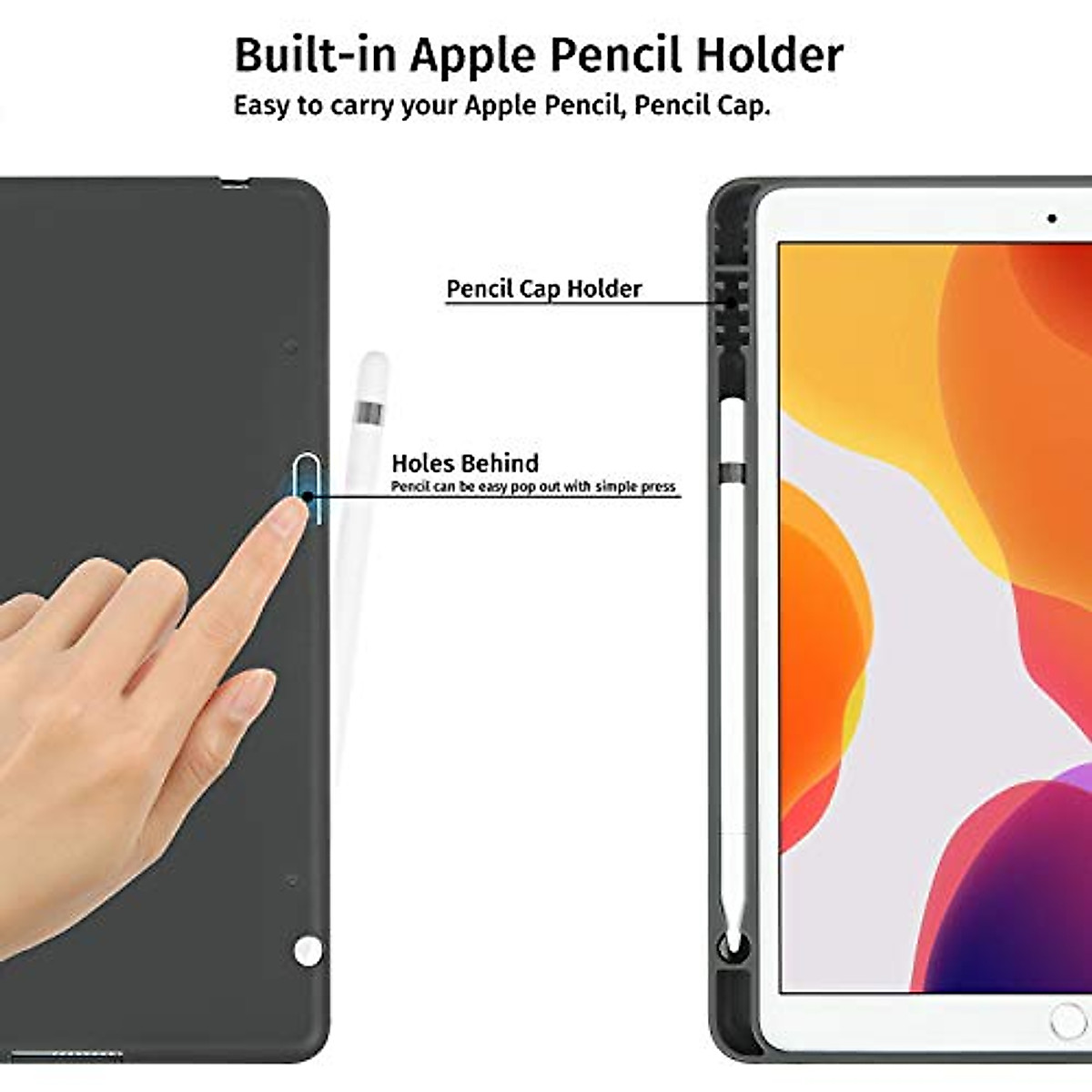 HAPPIERE Case for iPad 9th 8th 7th Generation with Pencil Holder, Compatible with iPad 10.2 inch 2021/2020/2019, Premium PU Leather iPad Cover, Auto Wake/Sleep, Shockproof Protective Folio Cover