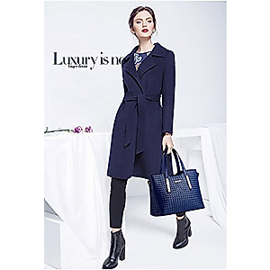 NICOLE&DORIS Fashion Handbag Crossbody Shoulder Bag Purse 3pcs Bag Tote Soft PU Leather Blue