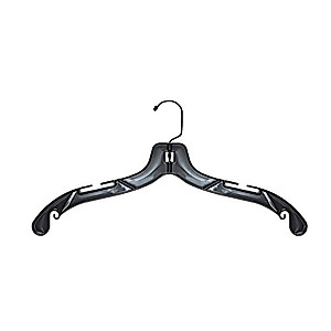 NAHANCO 2500BH Plastic Shirt/Dress Hangers with Black Swivel Hook, Heavy Weight, 17", Black (Pack of 100)