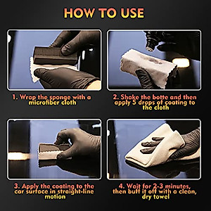 Advanced 10H Ceramic Coating for Cars, High Gloss Ceramic Coating with Applicator, Easy-to-Use Scratch Resistant Nano Graphene Ceramic Coating Kit, 3 Years Hydrophobic Paint Protection (30ml)