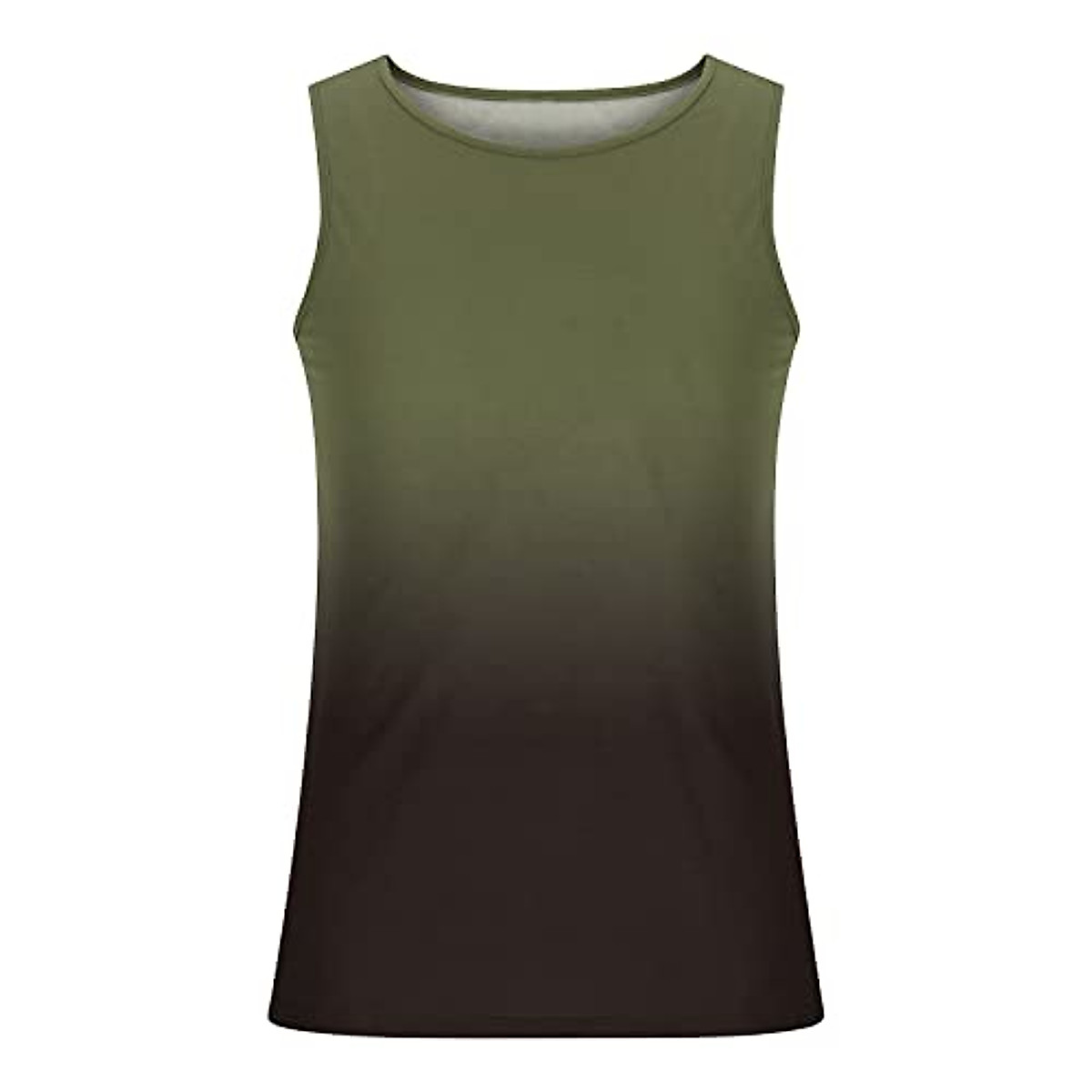 Beach Shirts for Men 2023 Regular Big and Tall Gradient Color Sleeveless Tank Tops Summer Casual Round Neck Shirt Custom Shirts for Men Army Green M