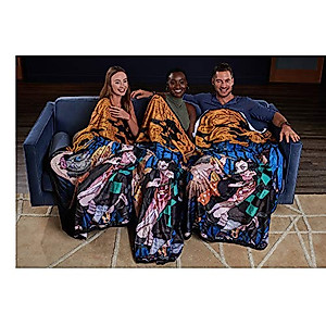 Surreal Entertainment Demon Slayer Blanket- Officially Licensed Merchandise from The Anime Demon Slayer- Comfy Lightweight Fleece, Throw, 45x60 inches (Yellow)