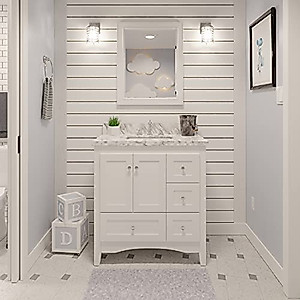 Abbey 36-inch Bathroom Vanity (White/Carrara Marble): Includes White Cabinet with Authentic Italian Carrara Marble Countertop and White Ceramic Sink