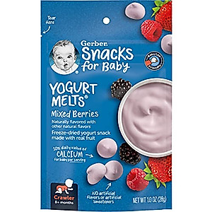 Gerber Yogurt Melts, Variety Pack, Mixed Berry + Peach + Banana Vanilla, 1oz (Pack of 7)