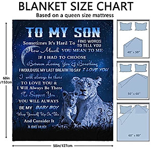 Hcoviv Son Gifts Blanket 60"X 50" - to My Son - Son Gifts from Mom/Dad - Funny Gifts for Son Blanket - Best Birthday Gift Ideas for Son - Gifts for Grown Son - Son Gift from Mother or Father Blankets
