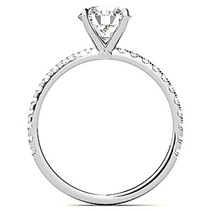 10K Solid White Gold Handmade Engagement Ring 2.00 CT Round Cut Moissanite Diamond Solitaire Wedding/Bridal Rings Set for Women/Her, Amazing Ring Gift for Her