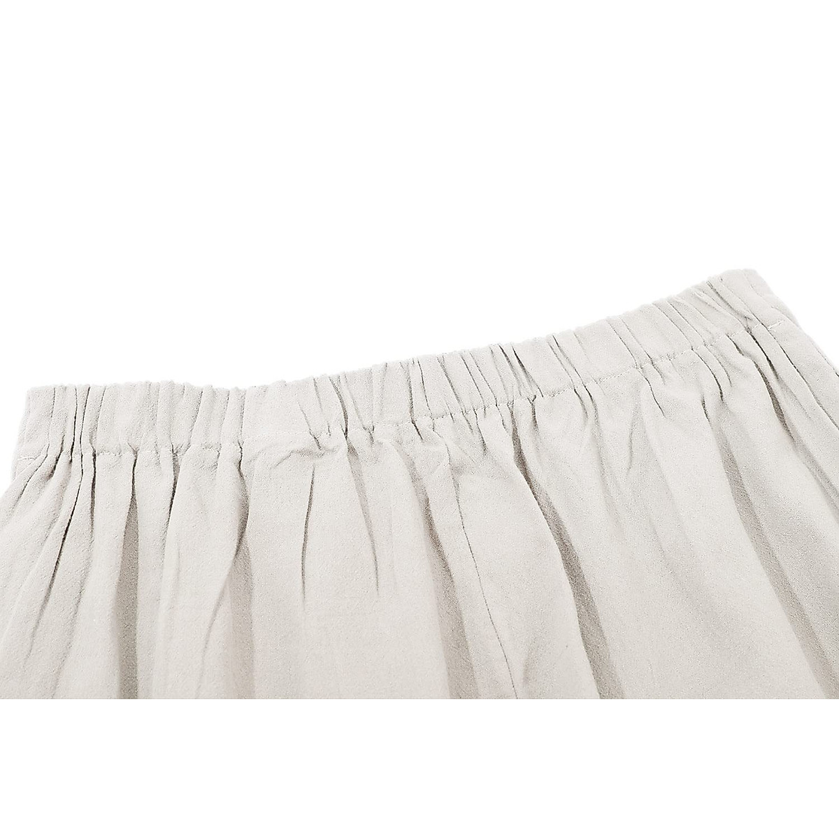 ebossy Women's Summer Drawstring Elastic Waist Cotton Linen Utility Beach Palazzo Pants Pockets (XL, White)