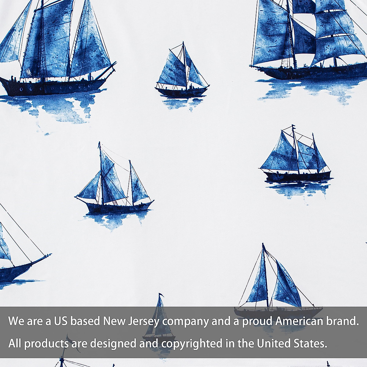 DriftAway Harbor Sailboat Ocean Print Blackout Thermal Insulated Window Curtain Valance Rod Pocket 52 Inch by 18 Inch Plus 2 Inch Header Navy