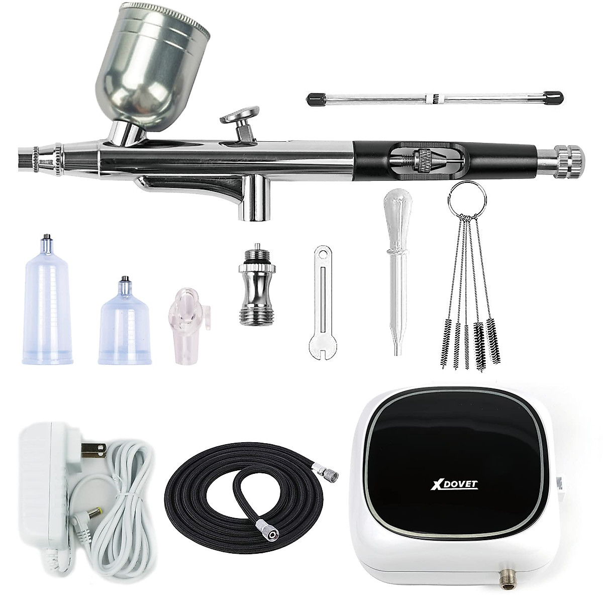 XDOVET Airbrush Kit 30PSI, Airbrush Set with Compressor, Mini Airbrush Compressure Kit for Makeup, Cake Decorating, Nail Art, Painting, Tattoo, DIY Modeling with Air Brush Set