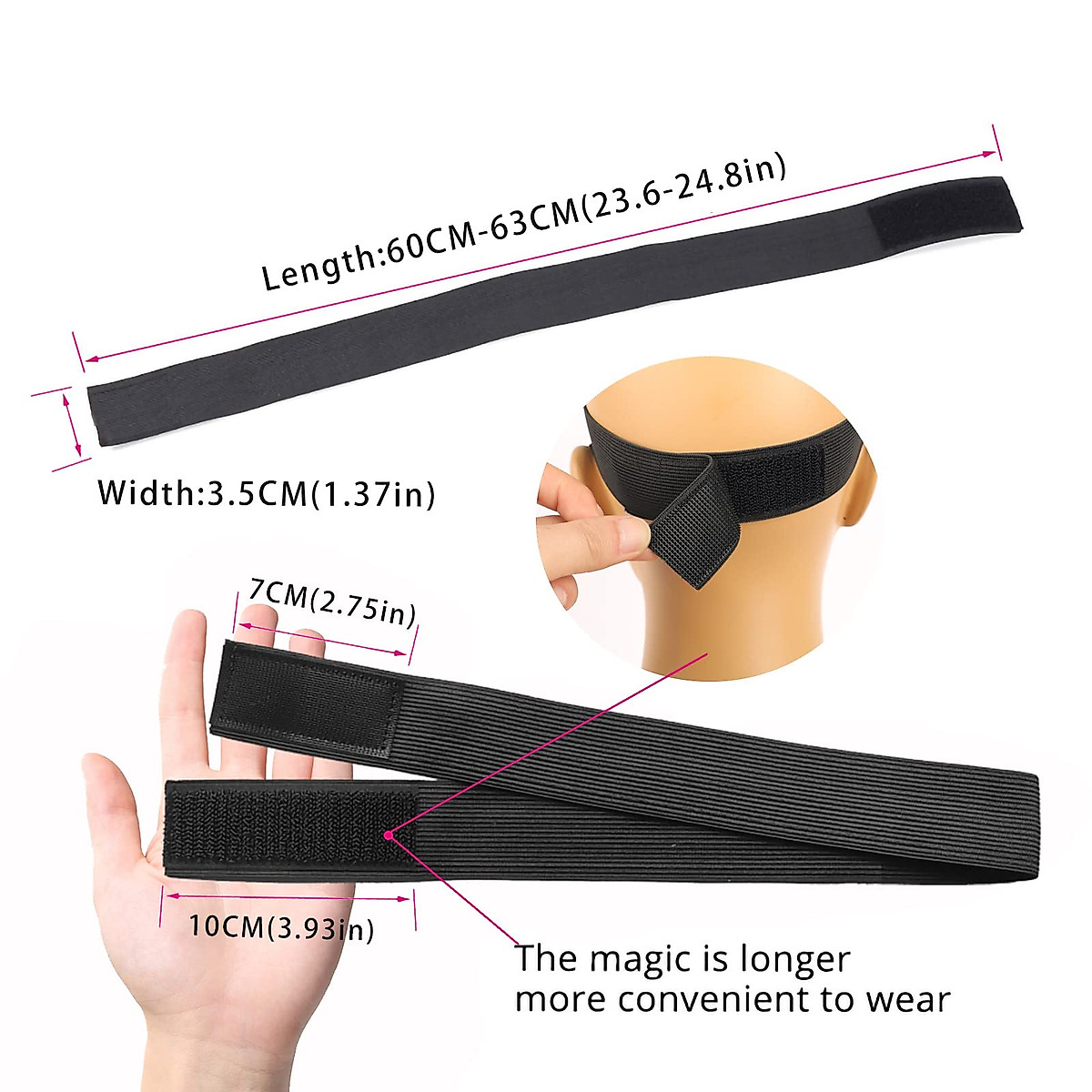 Amyqueen Elastic bands for Wig Edges, Lace Melting Band,4PCS Wig Band for Wigs Edge Wrap to Lay Edges, Wig Band Edge Wrap to Lay Edges, Wig Accessories for Salon