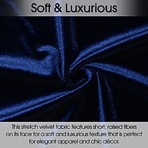 Pico Textiles 2 Yards Bolt - Navy Stretch Velvet Fabric - Sold by The Bolt - Variety of Colors - Ideal for Sewing Apparel, Dresses, Skirts, Costume and Craft