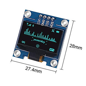 ALMOCN 0.96" OLED Module I2C IIC Serial 12864 128X64 OLED Display Module with SSD 1306 Driver(1PC,Blue)