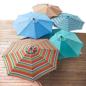 BrylaneHome 9' Tilt-And-Crank Umbrella 9 Foot Heavy Duty Fade-Resistant Tilting Shade, Covert Breeze Multicolored