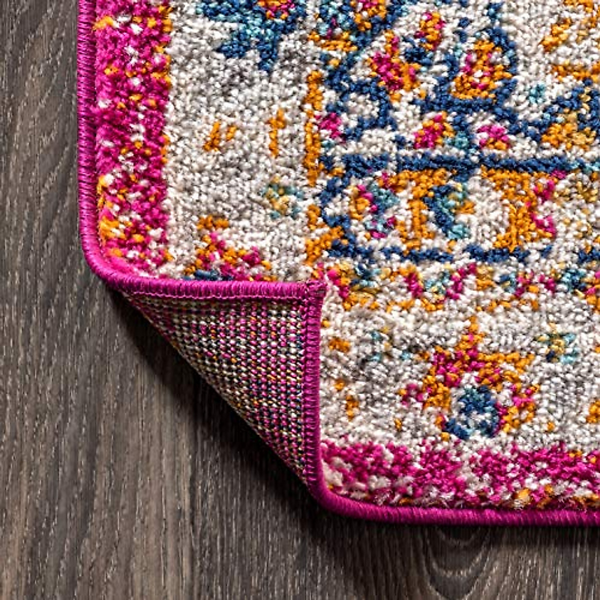 JONATHAN Y BMF104A-8 Bohemian Flair Boho Vintage Medallion Pink/Cream 8 ft. x 10 ft. Area-Rug, Vintage, Easy-Cleaning, for Bedroom, Kitchen, Living Room, Non Shedding