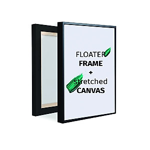 Combo Pack: Floater Frame + 8x10 inch Stretched Canvas for Painting, 1-3/8" Thick Frame + 3/4" Deep Blank Canvas with 12oz Primed 100% Cotton Canvas Fabric (Scratched Gold & Cream, 8 x 10 inch)