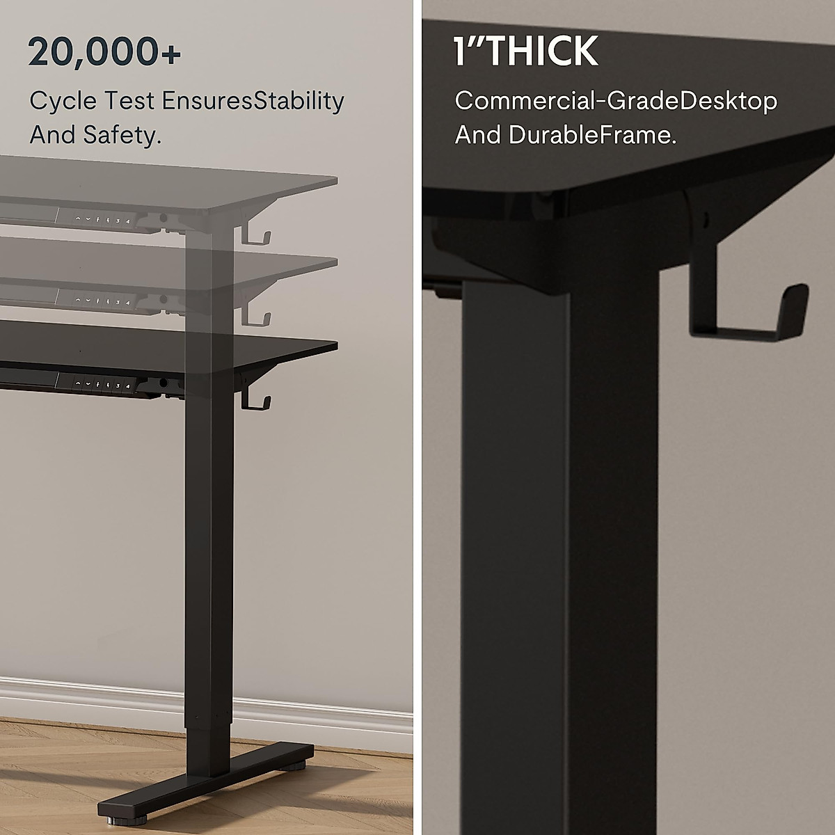 FLEXISPOT EC1 Stand Up Desk 55 x 28 Inches Workstation Home Office Computer Standing Table Height Adjustable Desk (Black Frame + 55" Black Top 2 Packages)