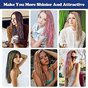 16 Colors Hair Tinsel Kit, ELASO 48 Inches 3300 Strands Tinsel Hair Extensions, Fairy Hair Tinsel for Christmas Halloween Cosplay Party, Highlights Sparkling Glitter Hair