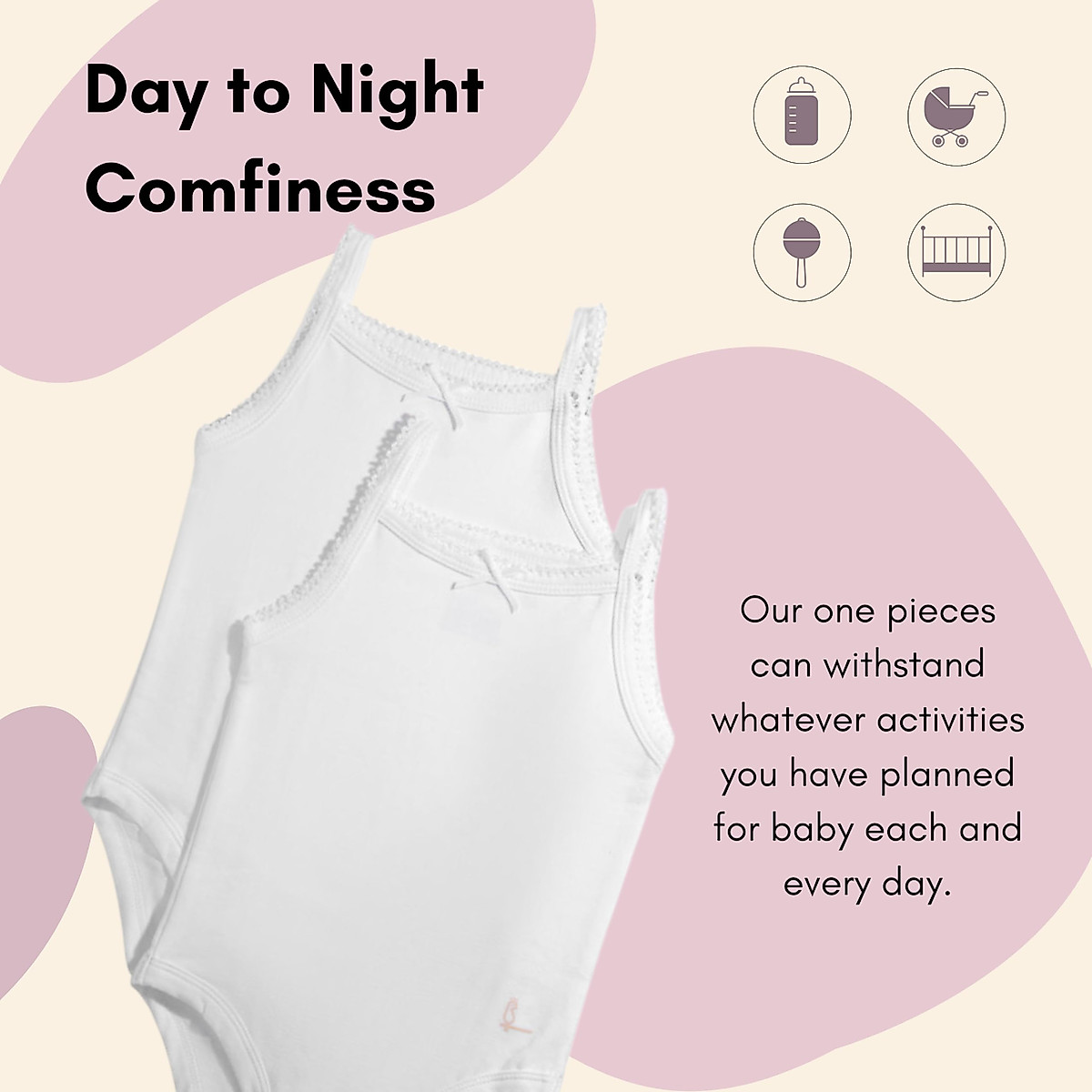 Feathers Baby Girls 100% cotton super soft One-piece Bodysuits 2-Pack