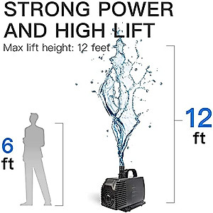 Simple Deluxe 1056GPH 276W Submersible Pump With 15' Cord, Water Pump For Fish Tank, Hydroponics, Aquaponics, Fountains, Ponds, Statuary, Aquariums & Inline