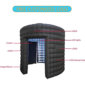 Inflatable 360 Photo Booth Enclosure, RGB Lights Backdrop Photobooth 10ft (Width) x 8ft (Height) for Party Events Live Streaming Rental