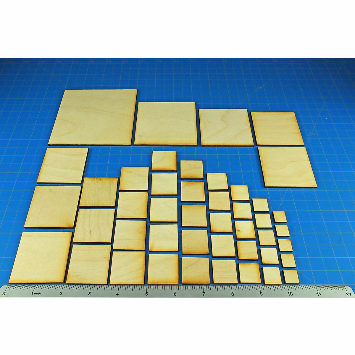 LITKO Miniature Base Set | Assorted Figure Stands | Wargames | Role-Playing Games | Laser-Cut Square 3mm Plywood | Common/English Units (45 Pack Square Sampler)