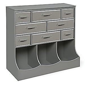 Storage Station 8 Cubby 3 Bin Organizing Unit with Reversible Baskets