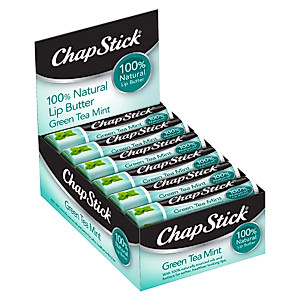 ChapStick 100% Natural Lip Butter, Green Tea Mint, 0.15 oz (Pack of 12)
