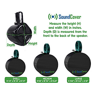 Two Small Black Marine Wakeboard Tower Pod Speaker Covers for Small Boat Speakers - Cover Dimensions H 7.5" x W 7.5" x D 7.5" - Fits Boss, Rockville, Kicker, Pyle & NOAM NUTV5